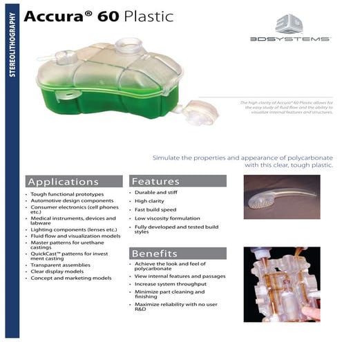 Accura Sapphire SLA Plastic material properties (EN) | PDF