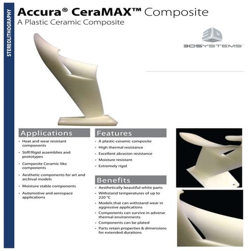 Accura CeraMAX SLA plastic-ceramic composite material properties (EN) | PDF
