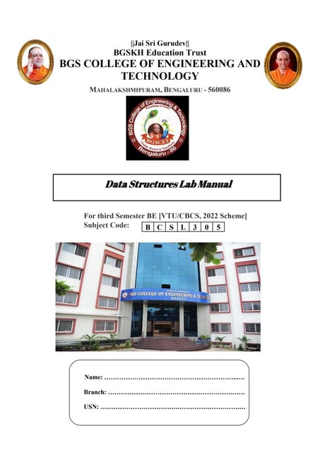 Vtu Data Structures Lab Manual Bcs304 Pdf Pdf