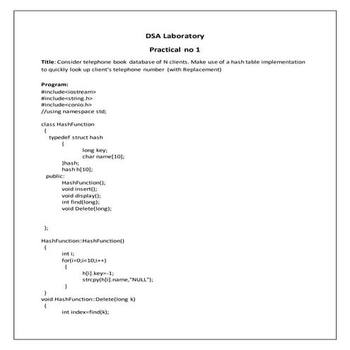 Dsa pract1.docx | Programming Languages | Computing