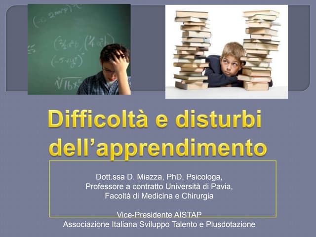 Difficoltà E Disturbi Dellapprendimento Ppt