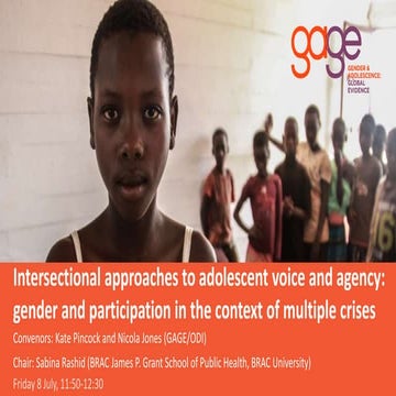 Intersectional approaches to adolescent voice and agency: gender and ...