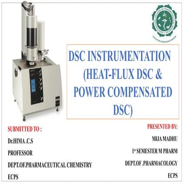 DSC INSTRUMENTATION (HEAT FLUX DSC & POWER COMPENSATED DSC) | PPTX