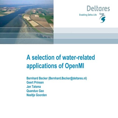 DSD-INT 2014 - OpenMI Symposium - A selection of water-related applications of OpenMI, Bernhard ...