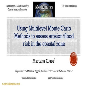 Dsd Int 2019 Using Multilevel Monte Carlo Methods To Assess Erosion Flood Risk In The Coastal