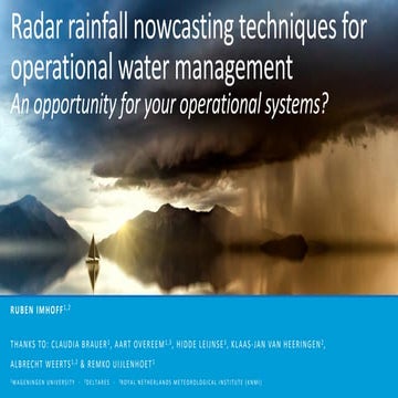 DSD-INT 2020 Radar rainfall nowcasting techniques for operational water management | PDF