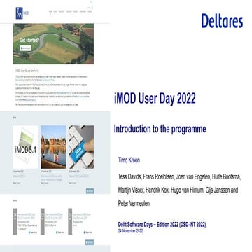 DSD-INT 2022 iMOD User Day Welcome and programme - Kroon | PPT