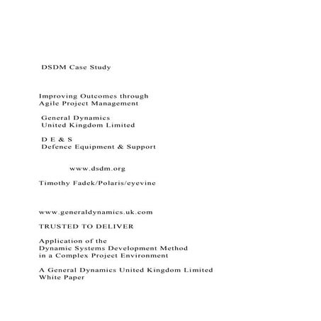 DSDM Case Study Improving Outcomes through Agile.docx
