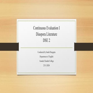 DSE 2 Internal 1, for CBCS Diaspora Literature | PPTX