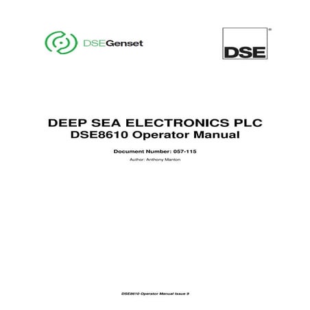 DSE8610-Operators-Manual DEEPSEA controller | PDF