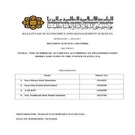 MGT 3050 Decision Science Final Report | PDF