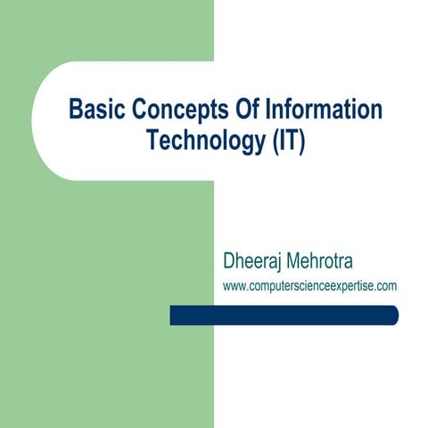 Basic Concepts Of Information Technology (It) | PPT