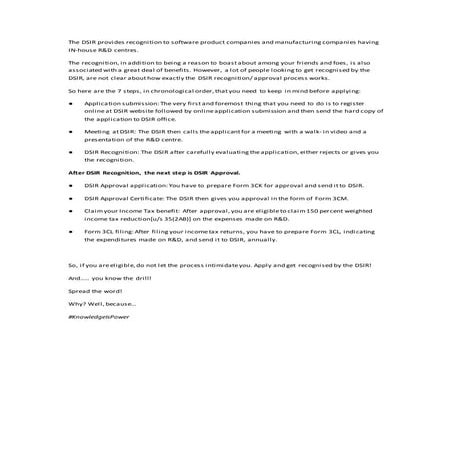 DSIR Recognition Application Process | DOCX