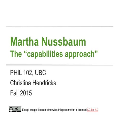 Martha Nussbaum on the "capabilities approach" | PPTX