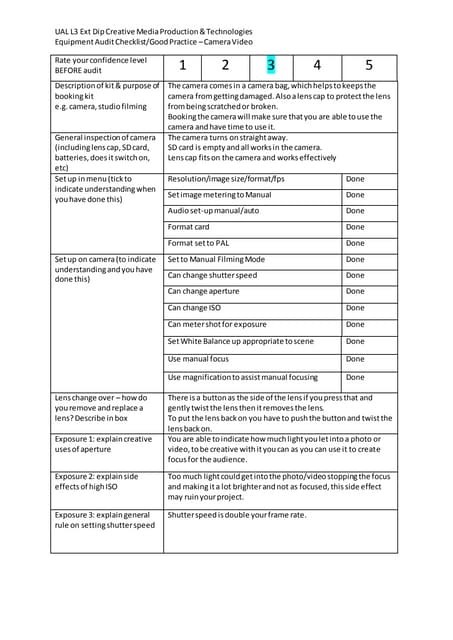 Camera audit form blank | DOCX | Cameras and Camcorders | Consumer ...