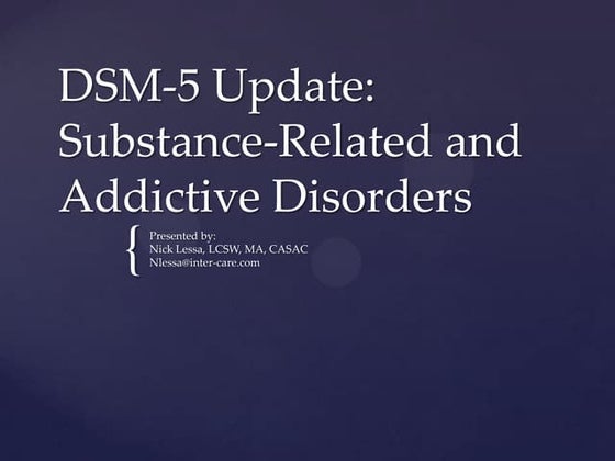 Substance Use Disorders in DSM-V | PPTX