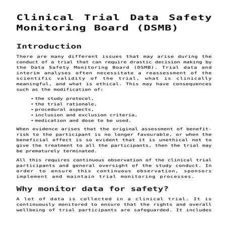 DATA SAFETY MONITORING BOARD | PDF