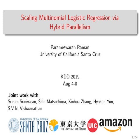 Ds Mlr Scaling Multinomial Logistic Regression Via Hybrid Parallelism Ppt 