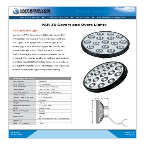 Covert/Overt Position Lights Data Sheet (Interface Displays) | PDF