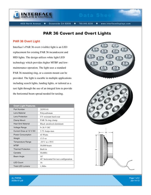 Covert/Overt Anti-Collision Helicopter Light Data Sheet (Interface ...