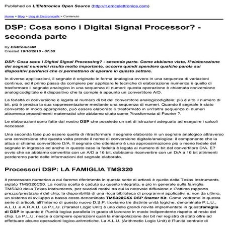 Dsp cosa sono i digital signal processor - seconda parte - 2010-10-19 ...