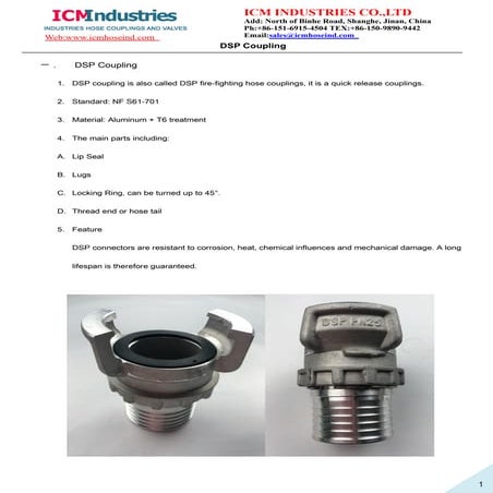 DSP coupling/French Coupling/French Fire fighting coupling | PDF