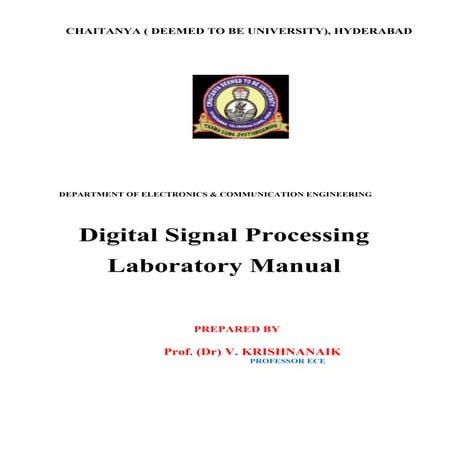 Digital Signal Processing Laboratory Manual | PDF