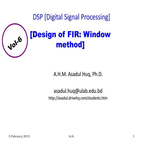 Dsp lecture vol 6 design of fir | PPTX