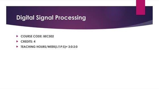 Digital Signal Processing Pptx Physics Science