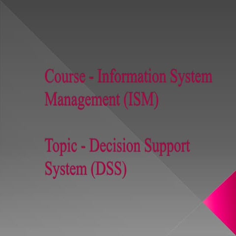 Decision Support System | PPT