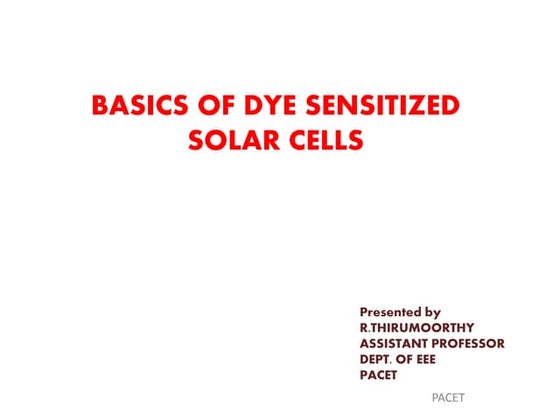 Dye-Sensitized Solar Cells | PPT