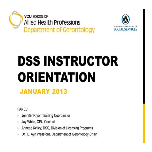 Dss instructor orientation jan13 | PPT