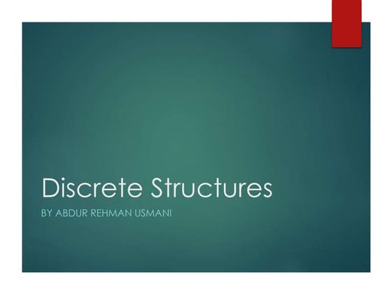 Discrete Structures. Lecture 1 | PDF
