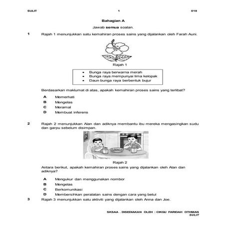 Soalan sains tahun 3 | DOC