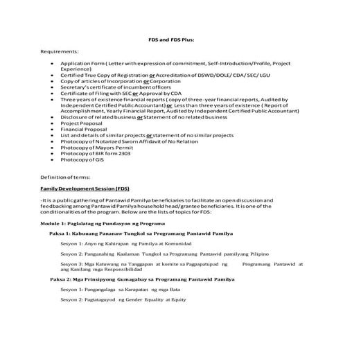 Dswd cso fds and fds plus requirements (1) | DOCX