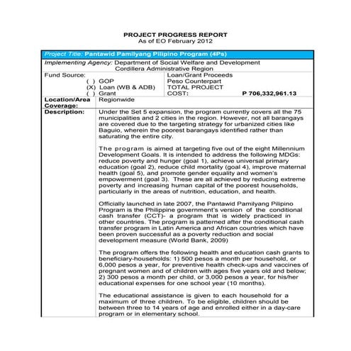 Pantawid Pamilyang Pilipino Program | PDF