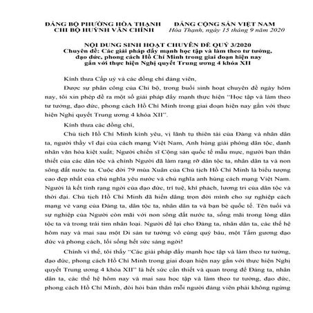 ND sinh hoat chuyen de Q3-2020 | PDF