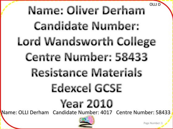 Dt as level coursework | PPT