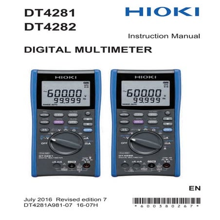 HIOKI DT4281 Handheld digital multimeter Instruction manual | PDF