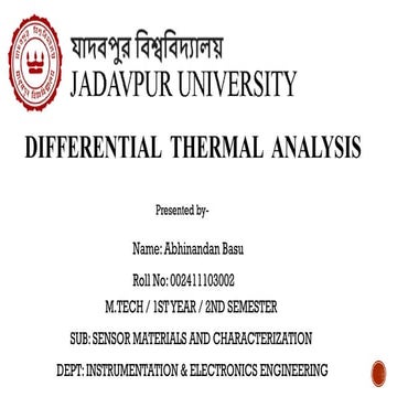 Thermal analysis: Differential Thermal Analysis | PPTX