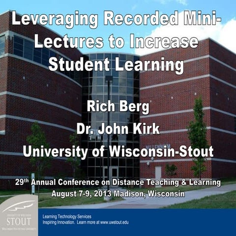 Leveraging Recorded Mini-Lectures to Increase Student Learning | PPT