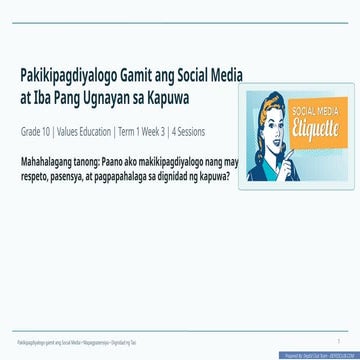 Pakikipagdiyalogo Gamit ang Social Media at Pananampalataya sa Grade 10 ...