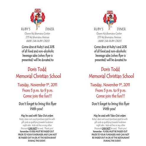 Doris Todd Fundraiser Flyer | PDF | Dining Out | Food & Drink