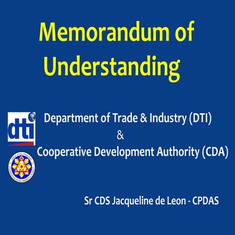 DTI-CDA Memorandum of Agreement 2017 | PPT