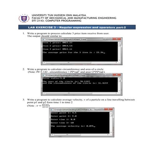 Dti2143 labsheet 3 | DOCX | Physics | Science