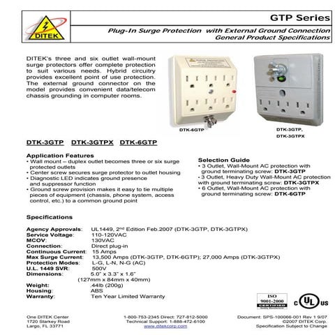 Ditek TSS4 Data Sheet | PDF