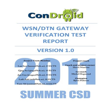 Condroid WSN/DTN Gateway - Verification Rest Report | PDF | Computer Networking | Computing