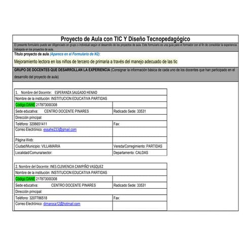 1 e plantilla de los proyectos | DOC