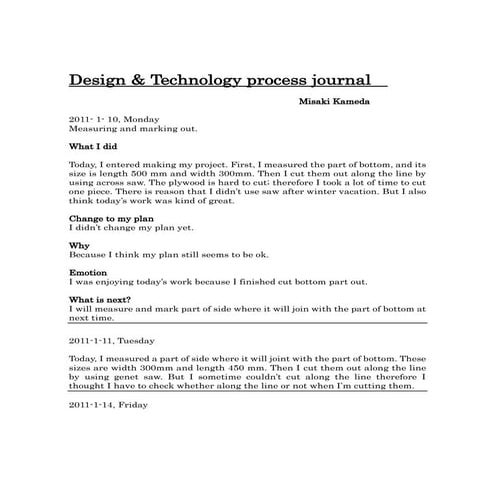Dt process journal | DOCX