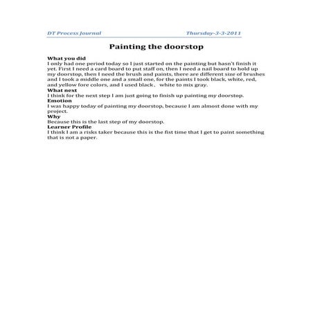 Dt process journal thursday 3-3-2011 | PDF